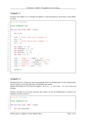 Uebungsblatt 07 - Aufgaben - Informatik 1 (304031): Übungsblatt ...