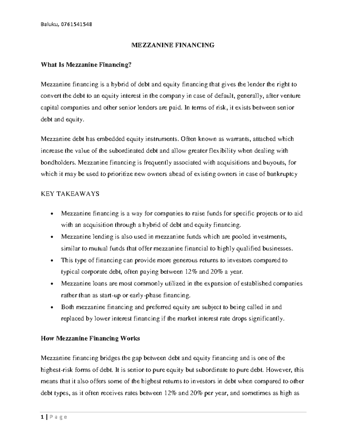 Mezzanine funding - MEZZANINE FINANCING What Is Mezzanine Financing ...