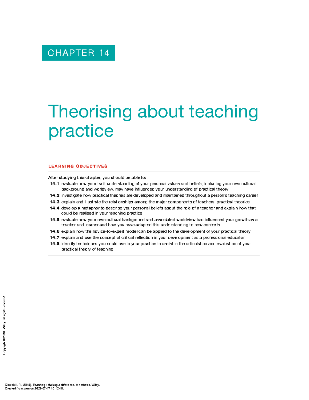 Theories OF Teaching AND Learning week 3 - CHAPTER 14 Theorising about ...