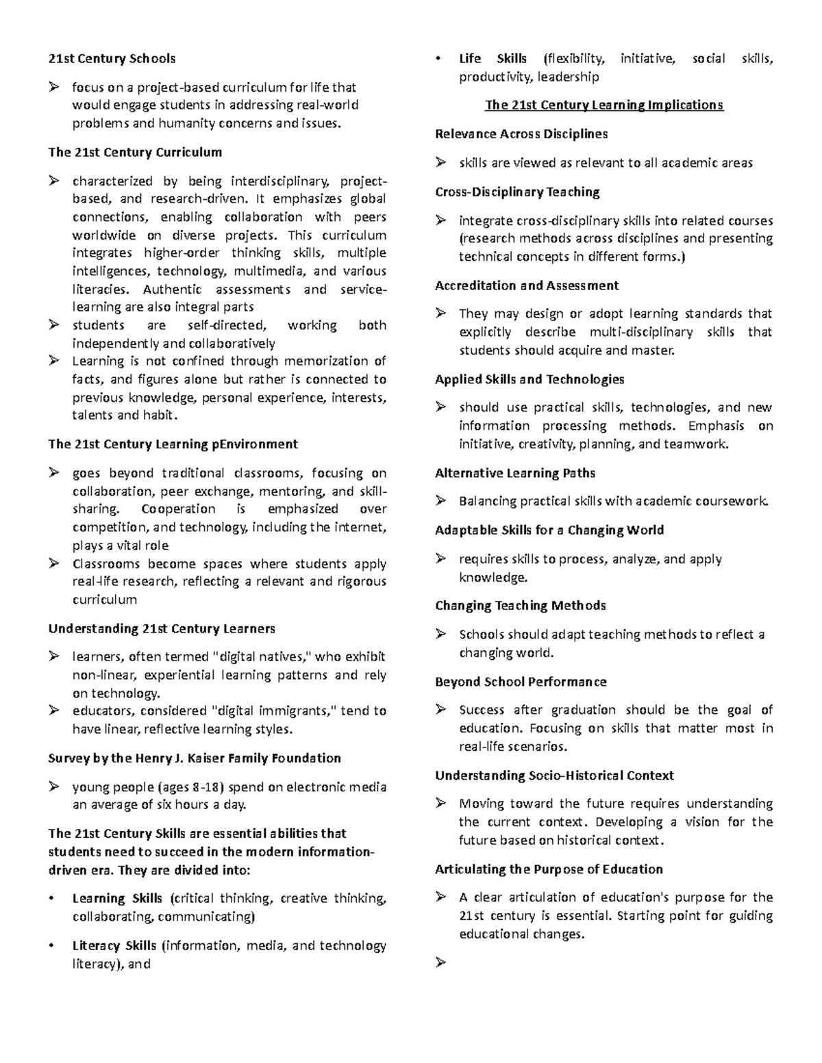 Educ 6 reviewer - 21st Century Schools focus on a project-based ...