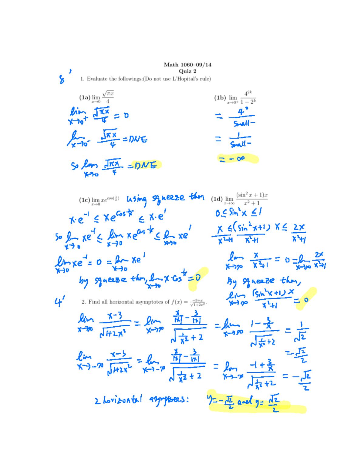 Quiz2-solution-1 - Math 1060 quiz solution - I 8 ####### fifth o Small Kao D'VE 1 Small LEE D'VE ...