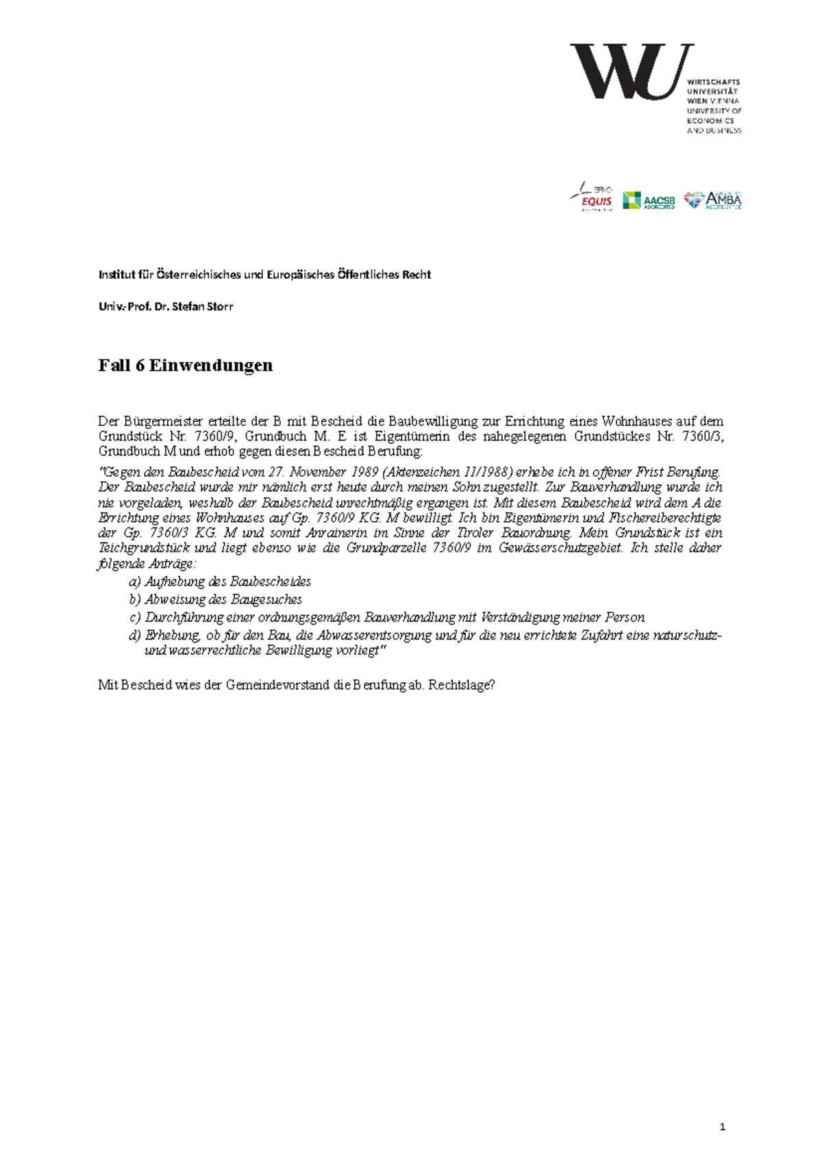 Fall 6 Einwendungen - Prof Storr Vorlesung Fall 6 - Institut für ...