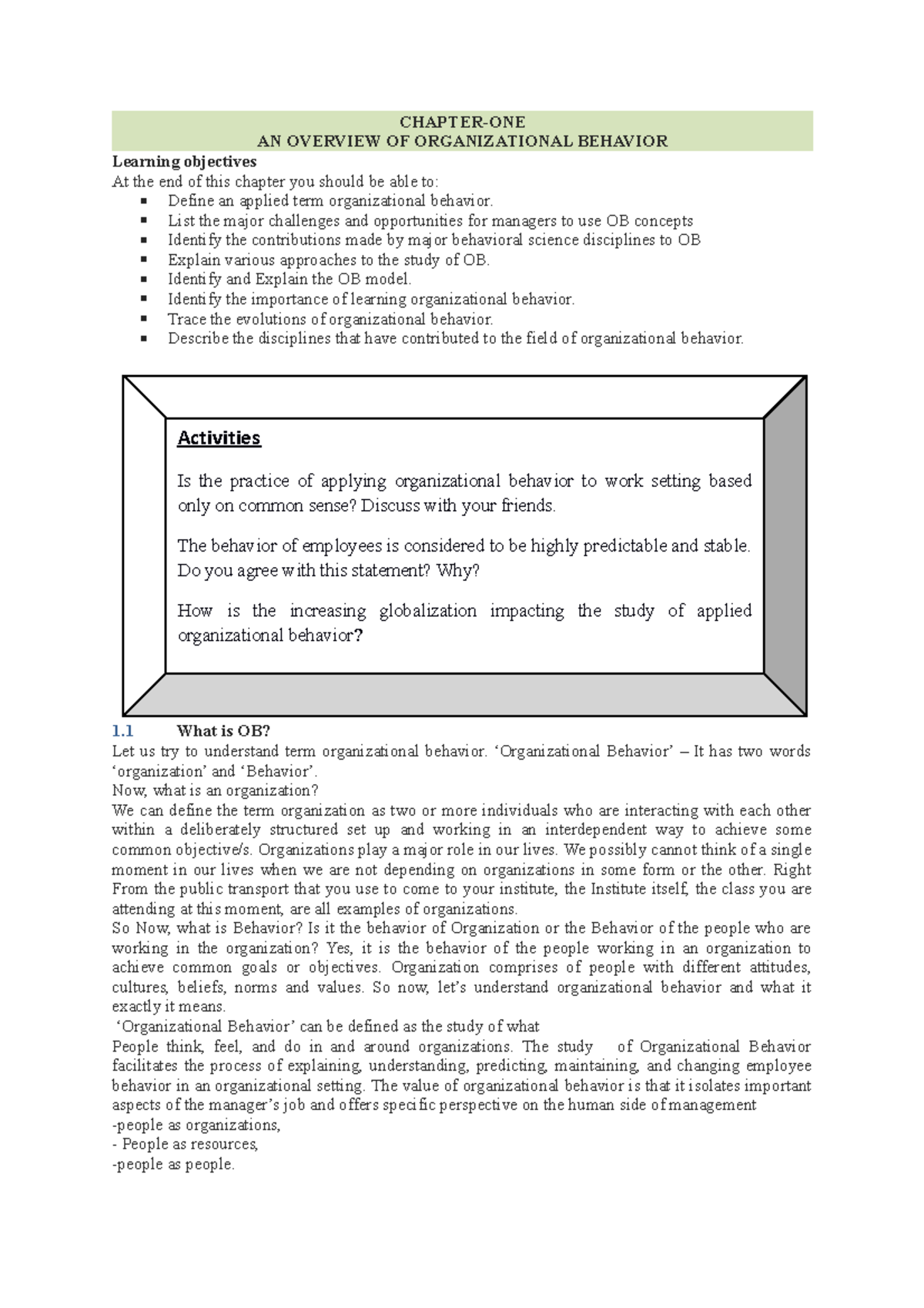 Open Systems Theory Open System Chapter One An Overview Of Organizational Behavior Learning