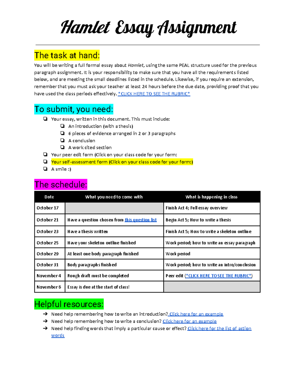 Georgia Greatrex - Hamlet Essay Assignment - Hamlet Essay Assignment ...