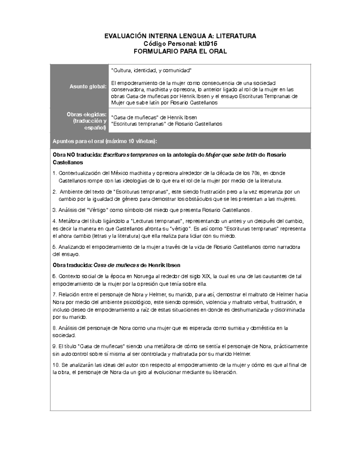 Formulario Orallll - NANA - EVALUACIÓN INTERNA LENGUA A: LITERATURA ...