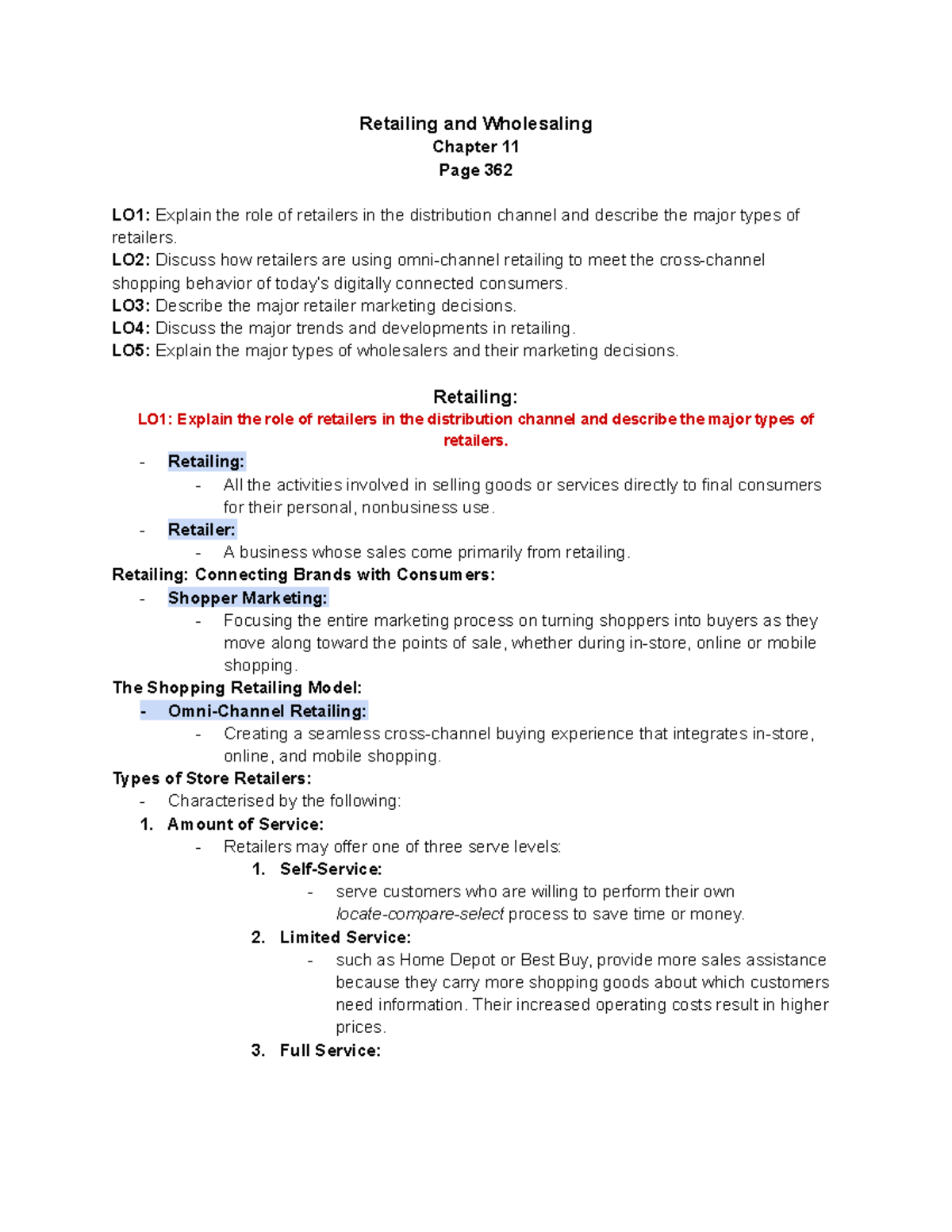 Marketing 1000 Chapter 11 - Retailing and Wholesaling Chapter 11 Page ...