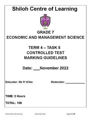 GR 7 EMS T4 Controlled TEST 2022 - Shiloh Centre of Learning GRADE 7 ...