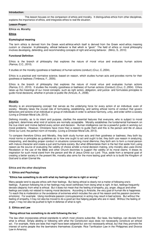 Ethics. module 4 - I. UNIT TITLE/CHAPTER TITLE: CHAPTER 4:LESSON 1: THE ...