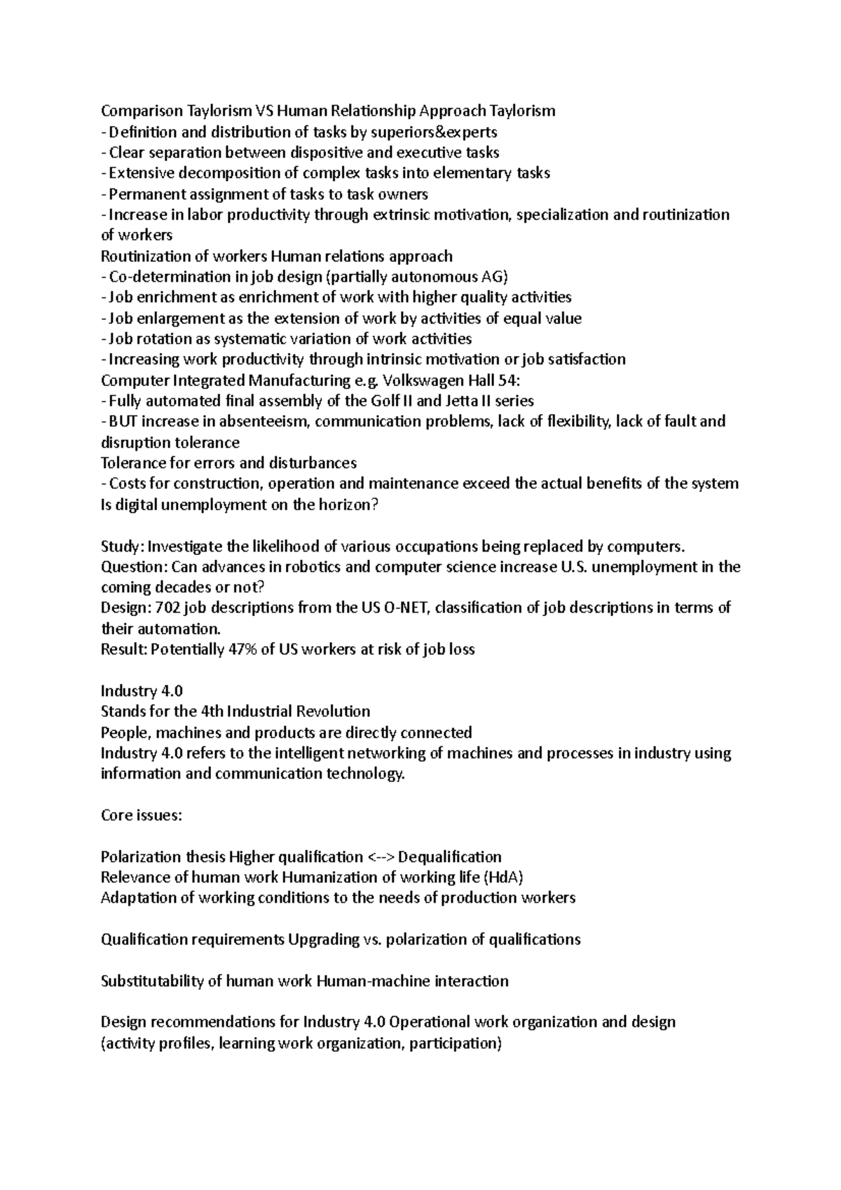 Comparison Taylorism VS Human Relationship Approach Taylorism ...