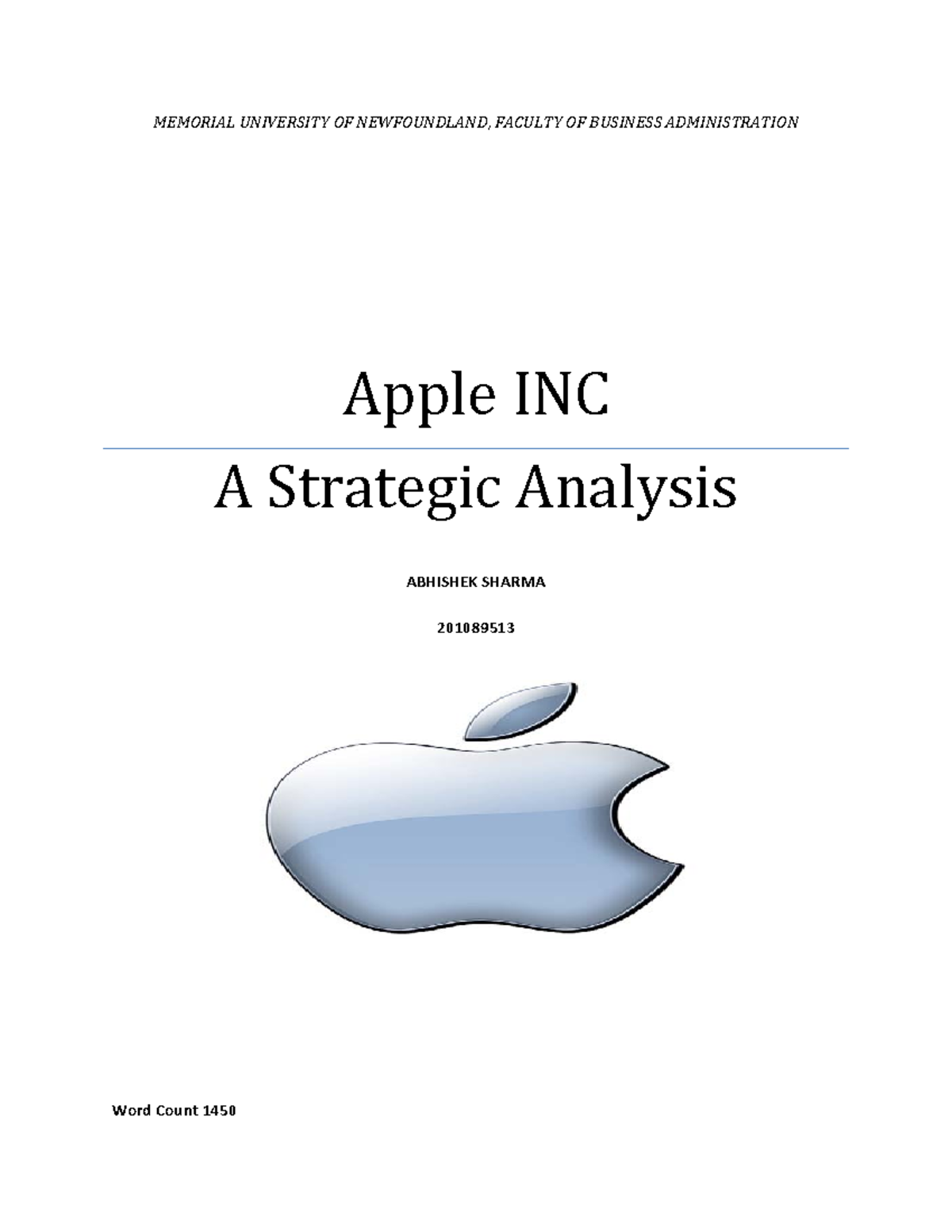 Apple Strategy - MEMORIAL UNIVERSITY OF NEWFOUNDLAND, FACULTY OF ...