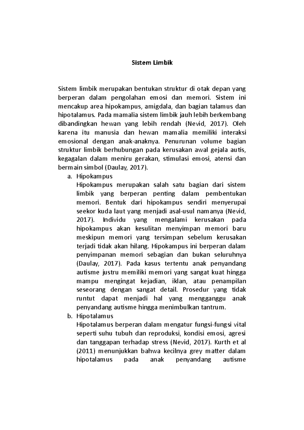 Sistem Limbik - summary of material on the Limbic System in the ...