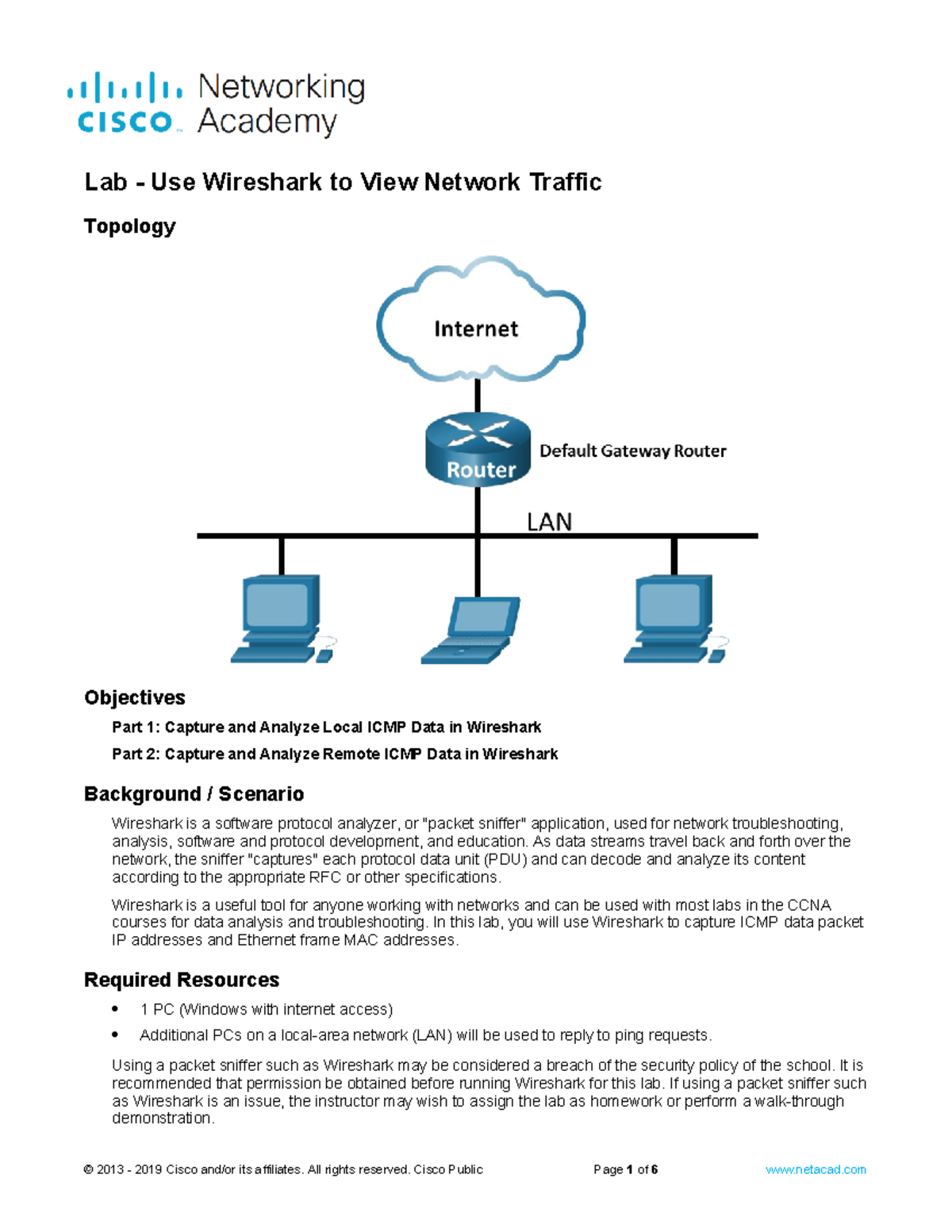 3.7.10 Lab - Use Wireshark to View Network Traffic - Topology ...