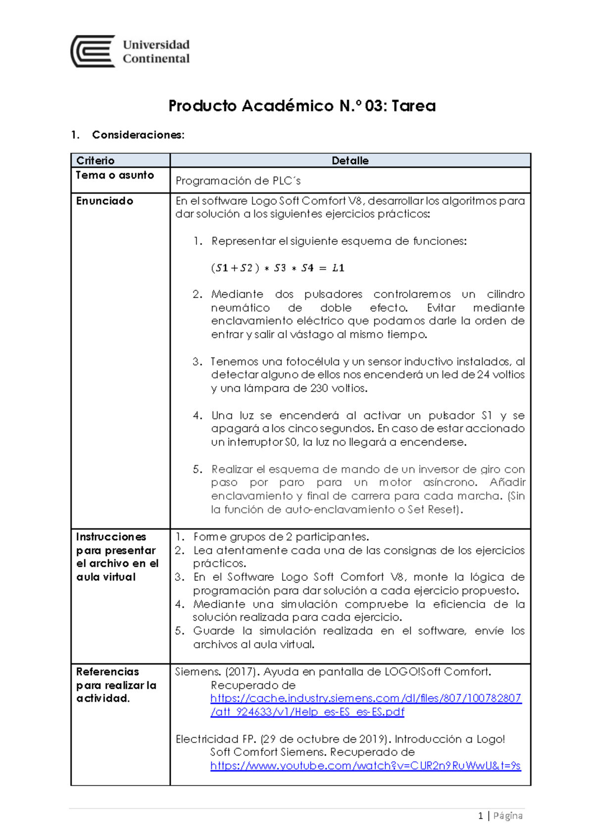 PA3 COMKDFADFGADAD - Producto Académico N.º 03 : Tarea 1. Consideraciones: Criterio Detalle Tema ...
