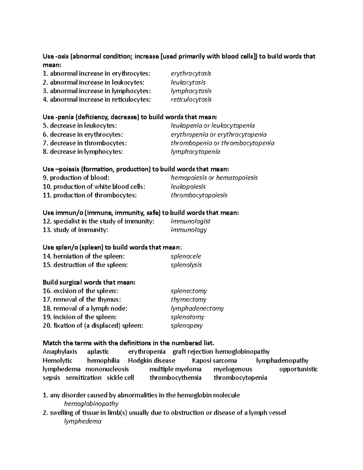 Week 9 Assignment - Use -osis (abnormal condition; increase [used ...
