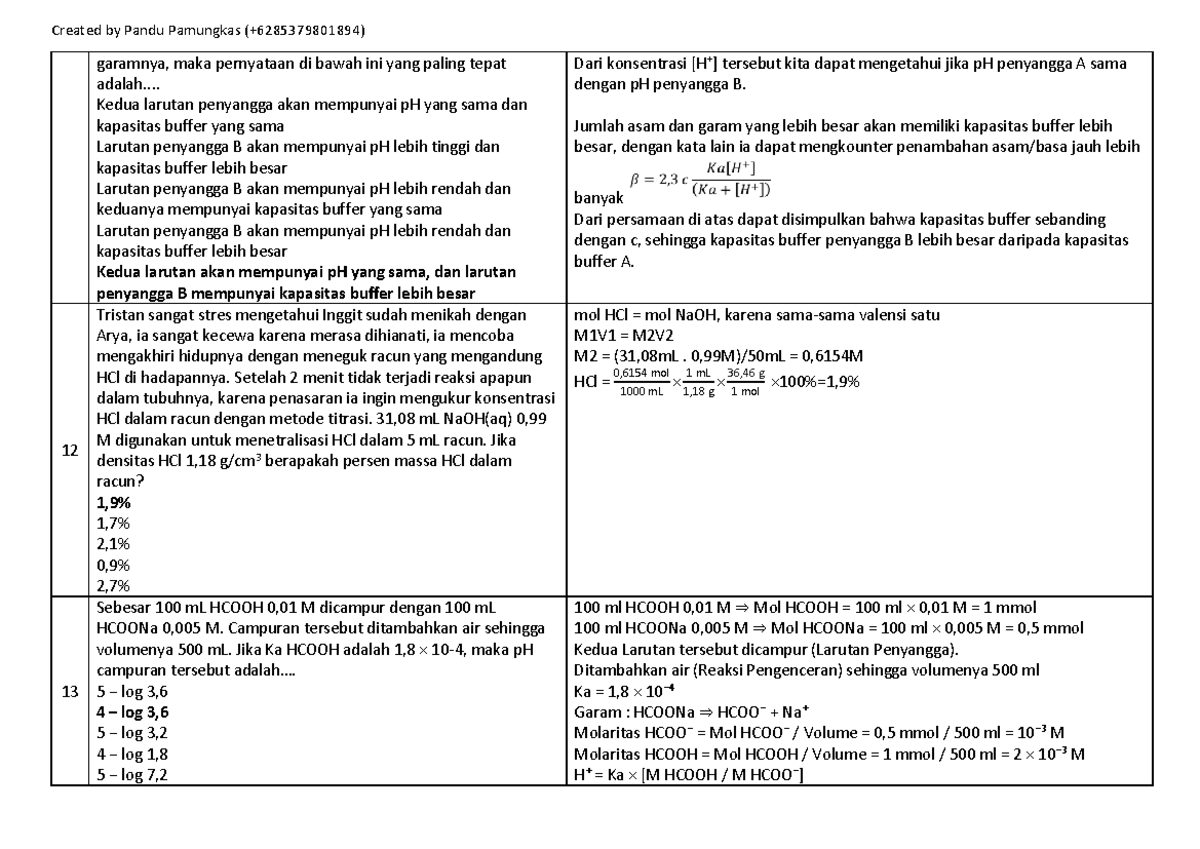 Soal dan Pembahasan Try Out UAS Kimst 2021 masdupan 73-3 - Created by Pandu Pamungkas - Studocu