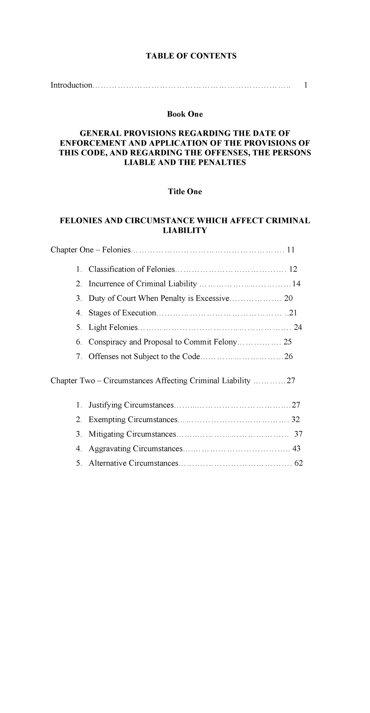 73424623 73165117 Pointers in Criminal Law - TABLE OF CONTENTS - Studocu