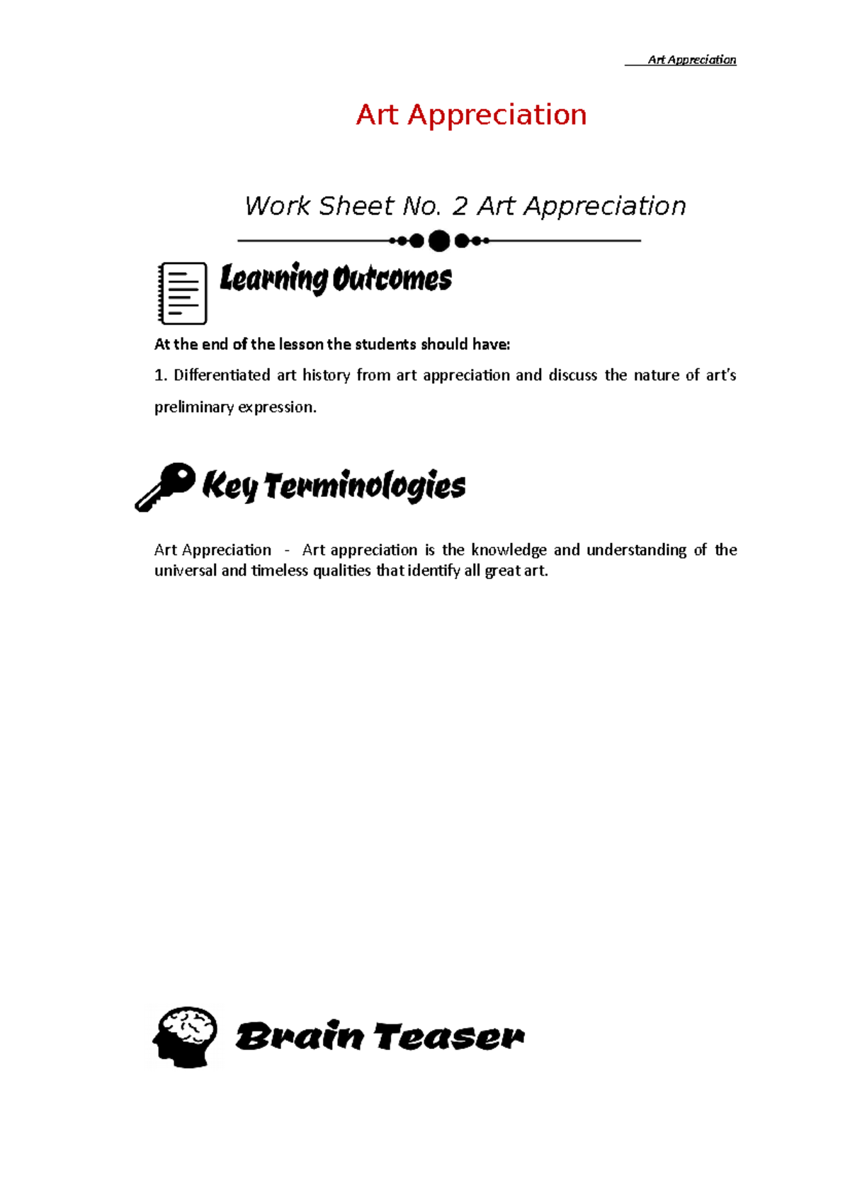 #2 Art Appreciation - #1 Art History - MCADACUYCUY - HUM 01 CHAPTER 1 ...