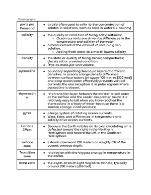 Earth Science Lecture - Review for Test 2 Terms - Oceanography parts ...