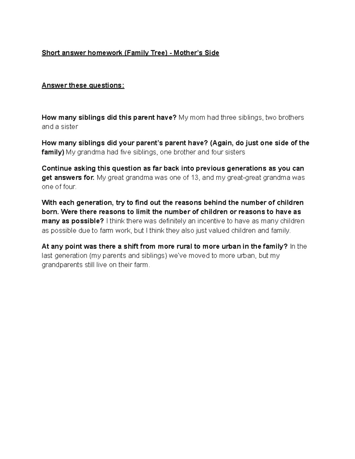 Family Tree Homework - Finished assignment for this course - Short ...