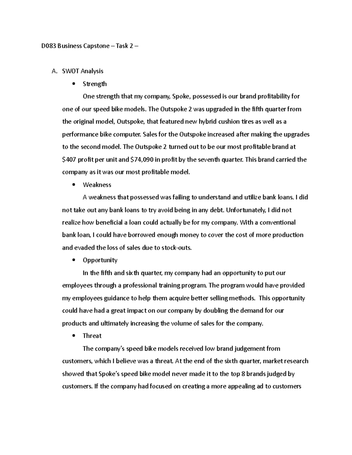 D083 Business Capstone - task 2 revised - D083 Business Capstone – Task ...
