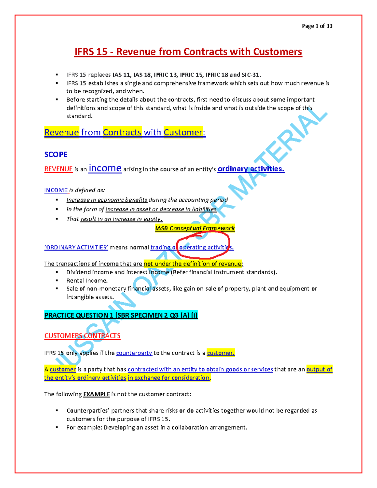 IFRS 15 Notes PDF - IFRS 15 - Revenue from Contracts with Customers ...