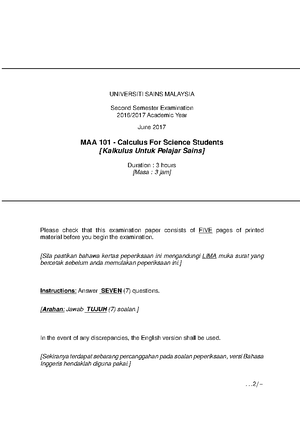 TR29 QC-As Built - Notes - Calculus for Science Students I - USM - Studocu