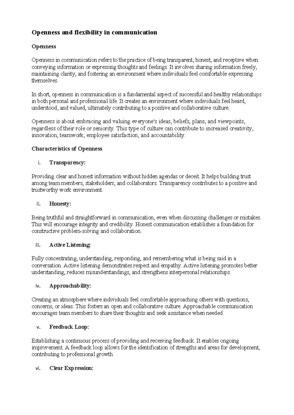 Openness and flexibility in communication - Openness and flexibility in ...