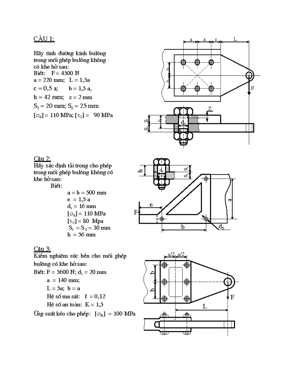 Bai tap lay diem thanh phan - C©u 1: H·y tÝnh ®êng kÝnh bul«ng trong mèi ghÐp bul«ng kh«ng cã ...