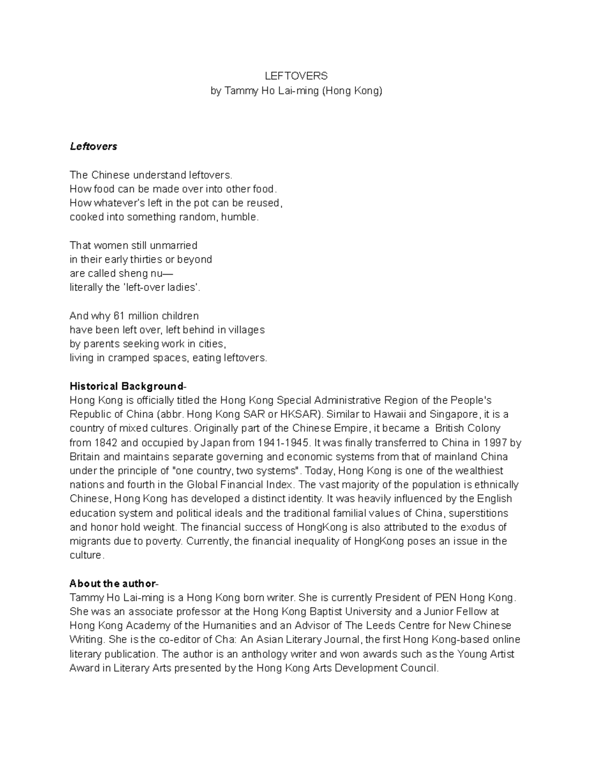 3.7 Leftovers by Tammy Ho Lai Ming pocopo - LEFTOVERS by Tammy Ho Lai ...