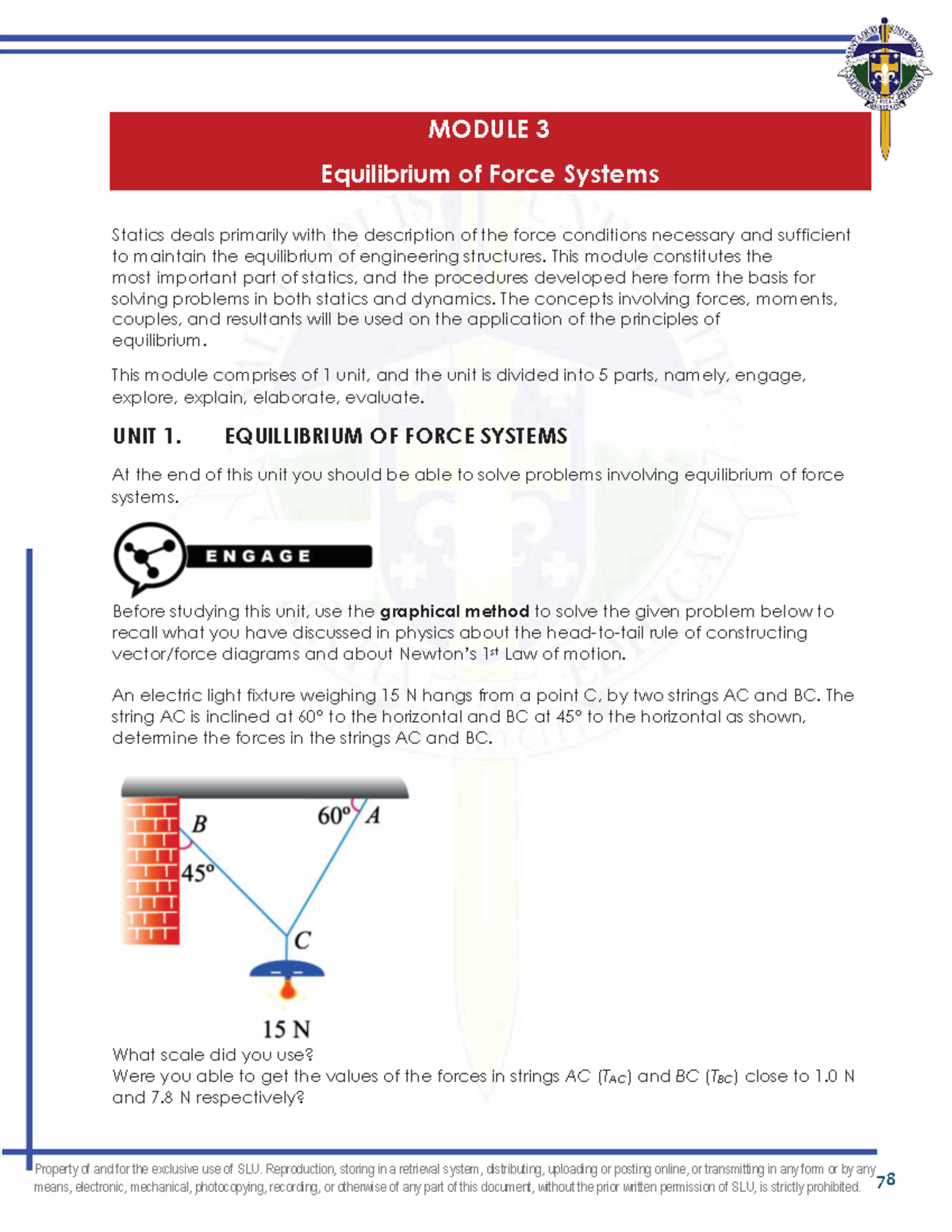 CE 2111 Module 3 Equilibriuim of Force Systems - Property of and for ...