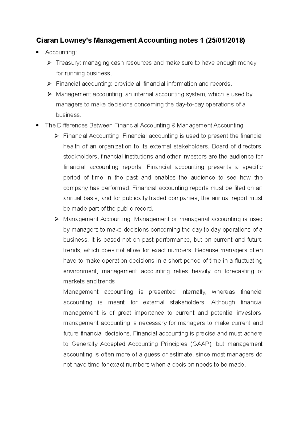 Management Accounting notes 1 - Financial accounting: provide all ...