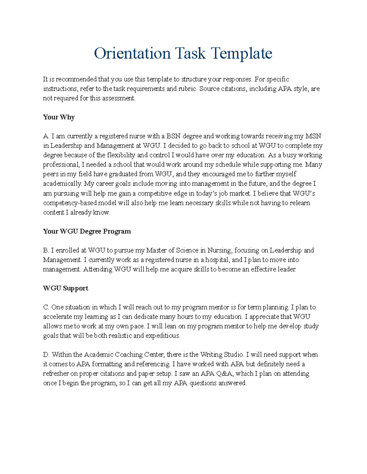 GOM5 TASK 1 - ORA1 - Orientation Task Template It is recommended that you use this template to ...