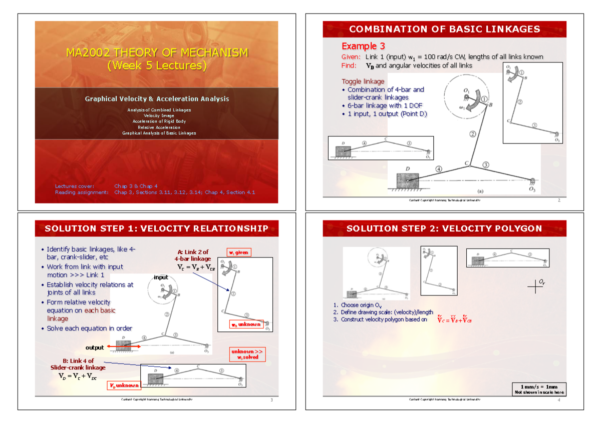 15S2 MA2002 Week5 -Nil- Analysis of Combined Linkages Velocity Image Acceleration of Rigid Body ...