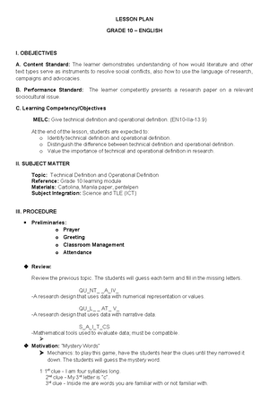 Lesson plan elementary - DEMONSTRATION IN SCIENCE 5 LESSON PLAN Grade ...