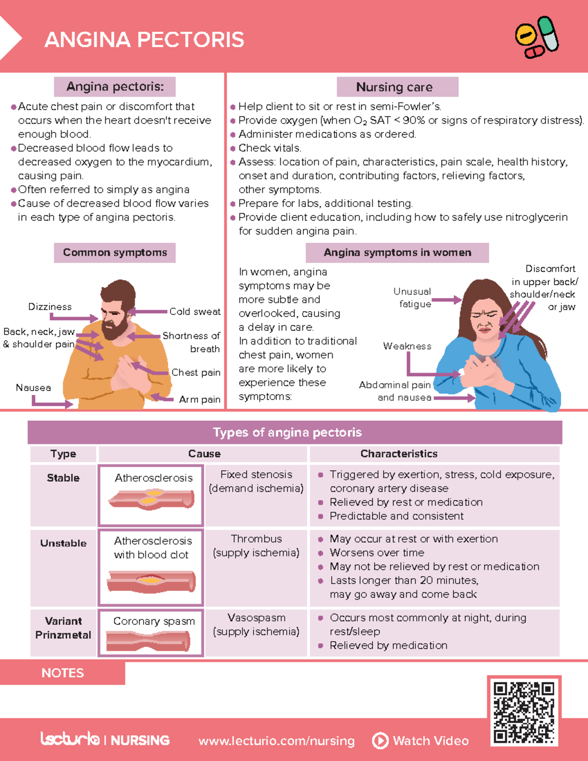 Nursing CS Angina Pectoris - lecturio/nursing Watch Video NOTES ANGINA ...
