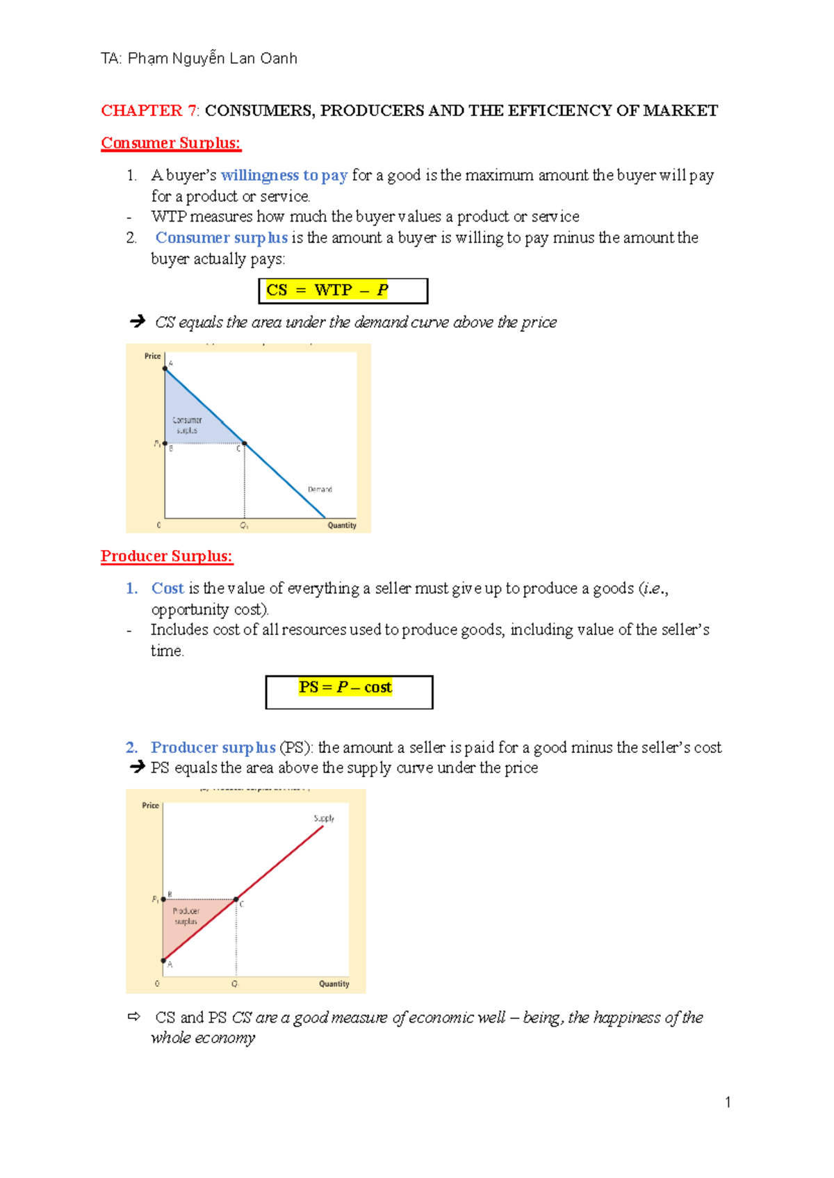 Final- Revision- Micro - CHAPTER 7: CONSUMERS, PRODUCERS AND THE ...