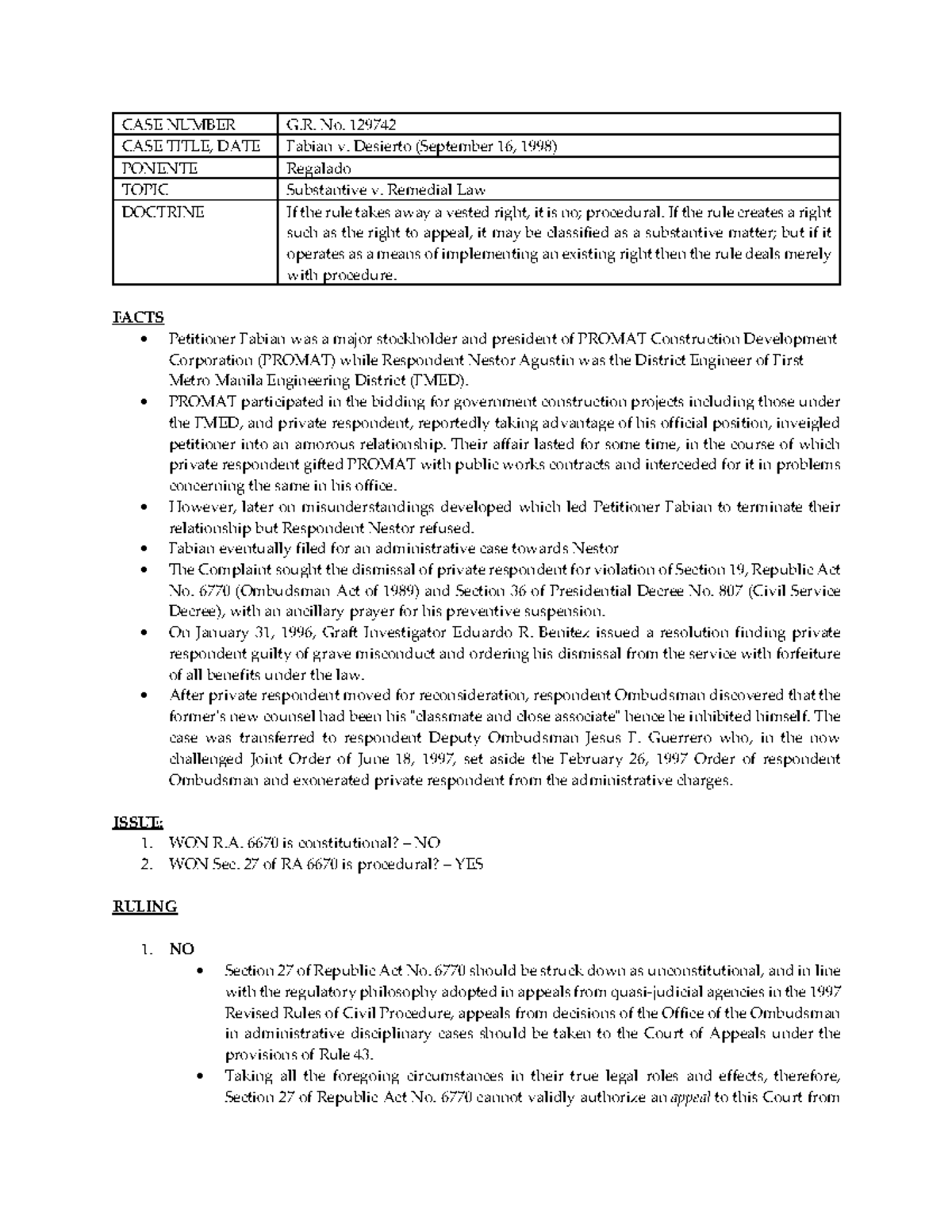 Fabian v. Desierto (September 16, 1998) - CASE NUMBER G. No. 129742 ...