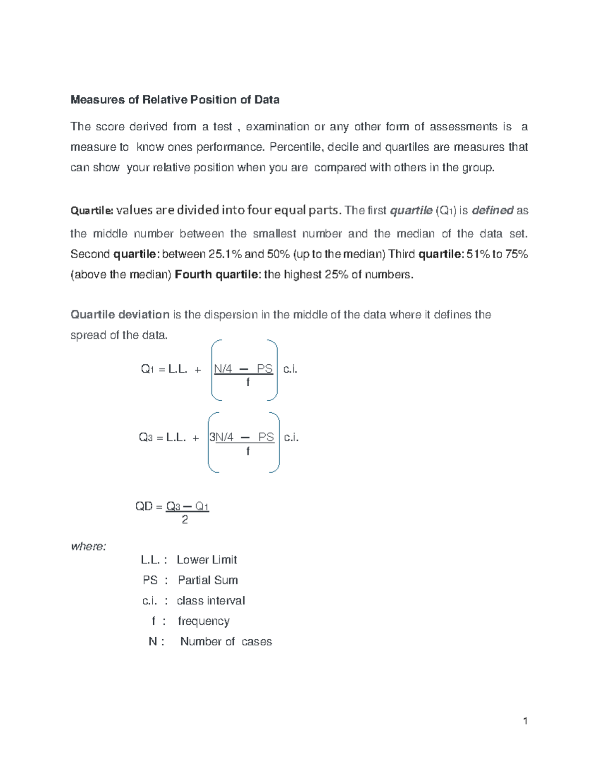 Measures OF Relative Position - 1 Measures of Relative Position of Data ...