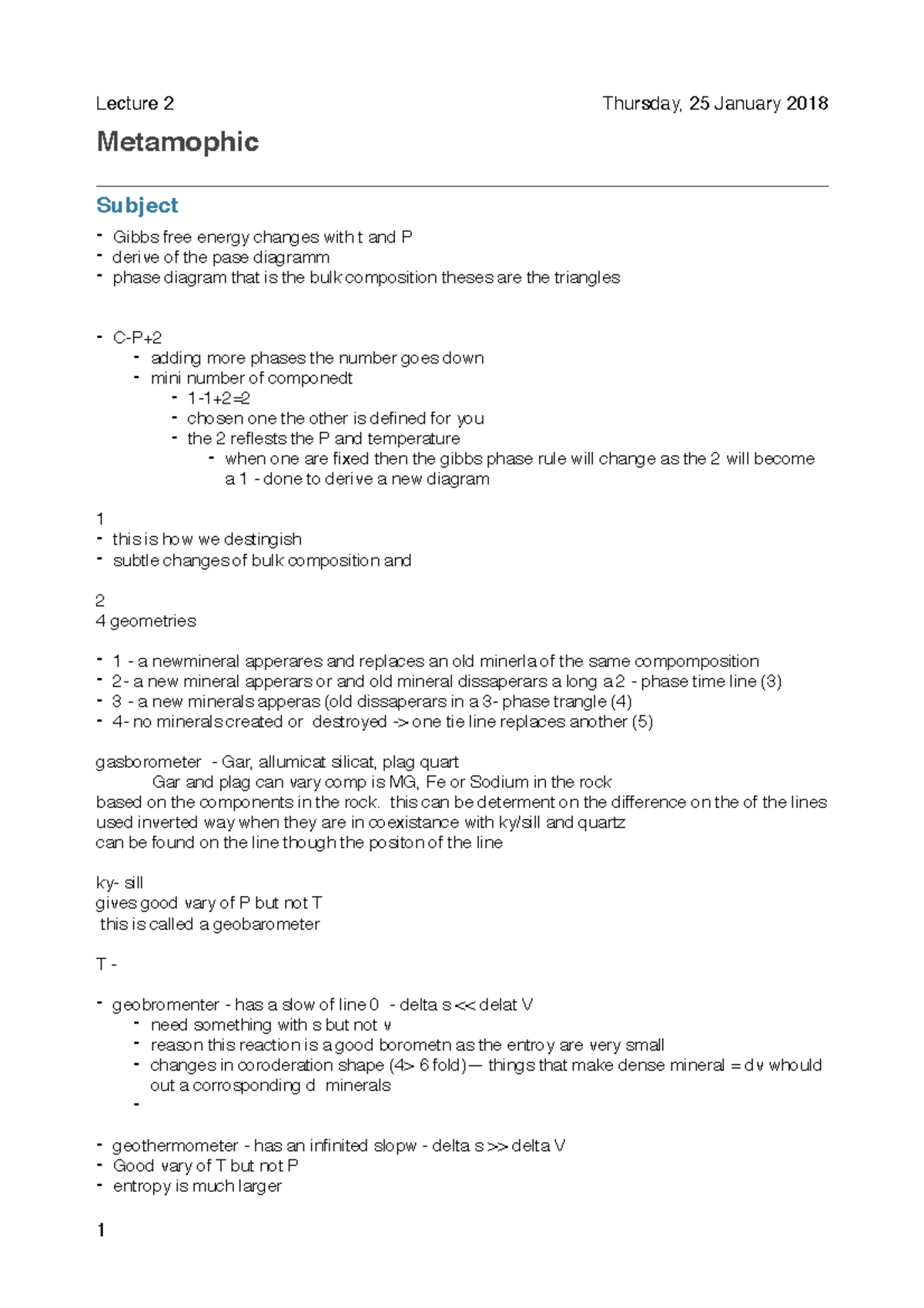 chemographic phase diagrams - Lecture 2 Thursday, 25 January 2018 ...