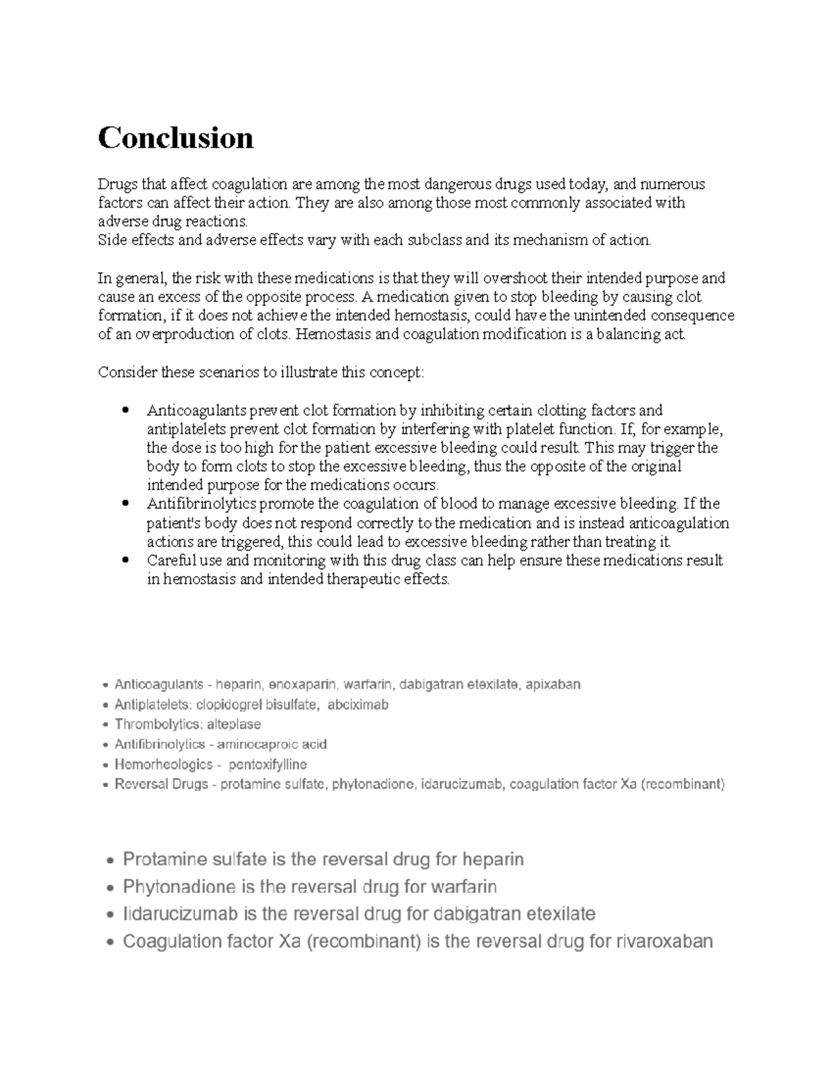 Edapt Anticoagulants for pharmacology - Conclusion Drugs that affect ...