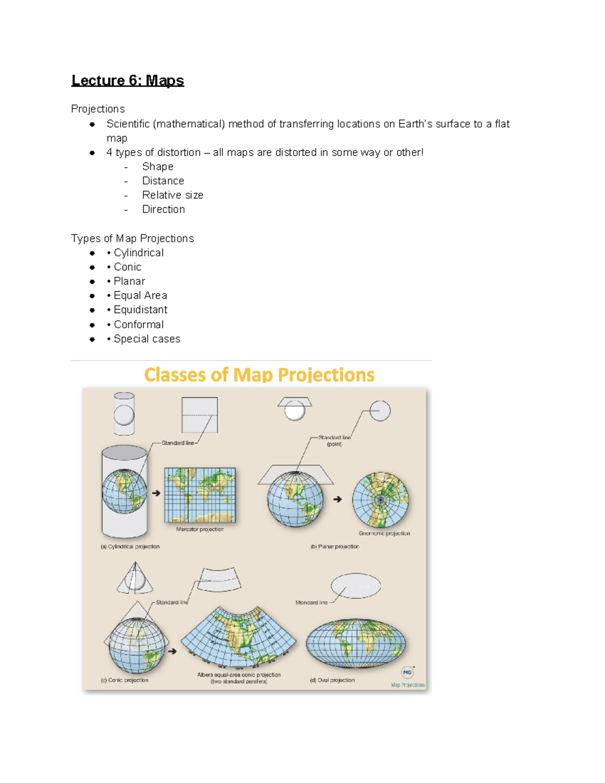 Cgeo793 Lecture 6 Notes - Lecture 6: Maps Projections Scientific ...