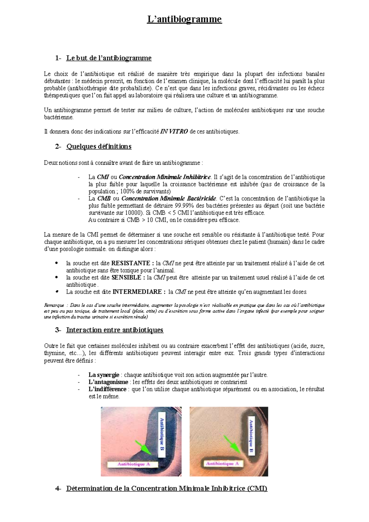 Antibiogramme - L’antibiogramme 1- Le but de l’antibiogramme Le choix ...