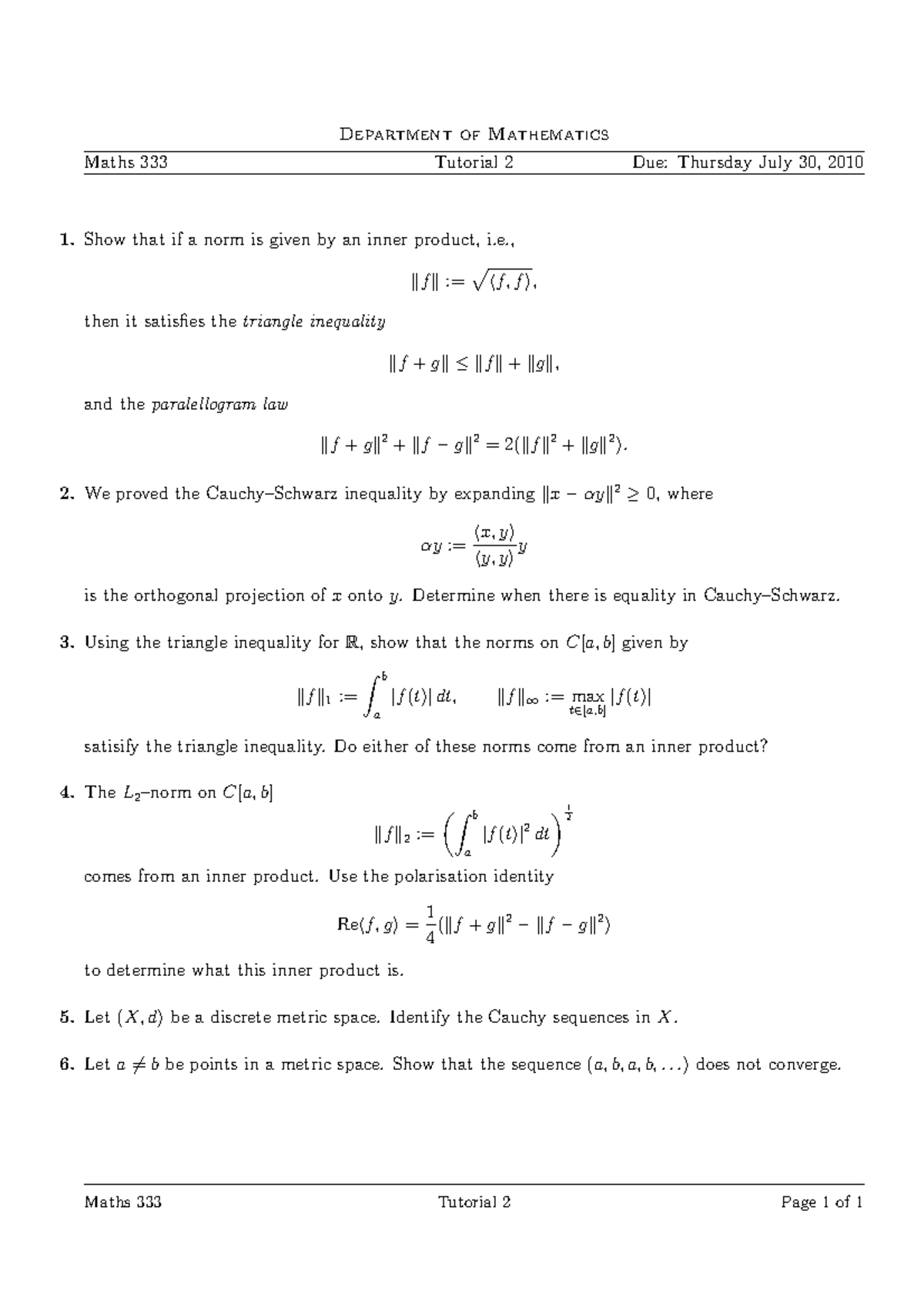 MATHS333 Tutorial 2 - Department of Mathematics Maths 333 Tutorial 2 ...