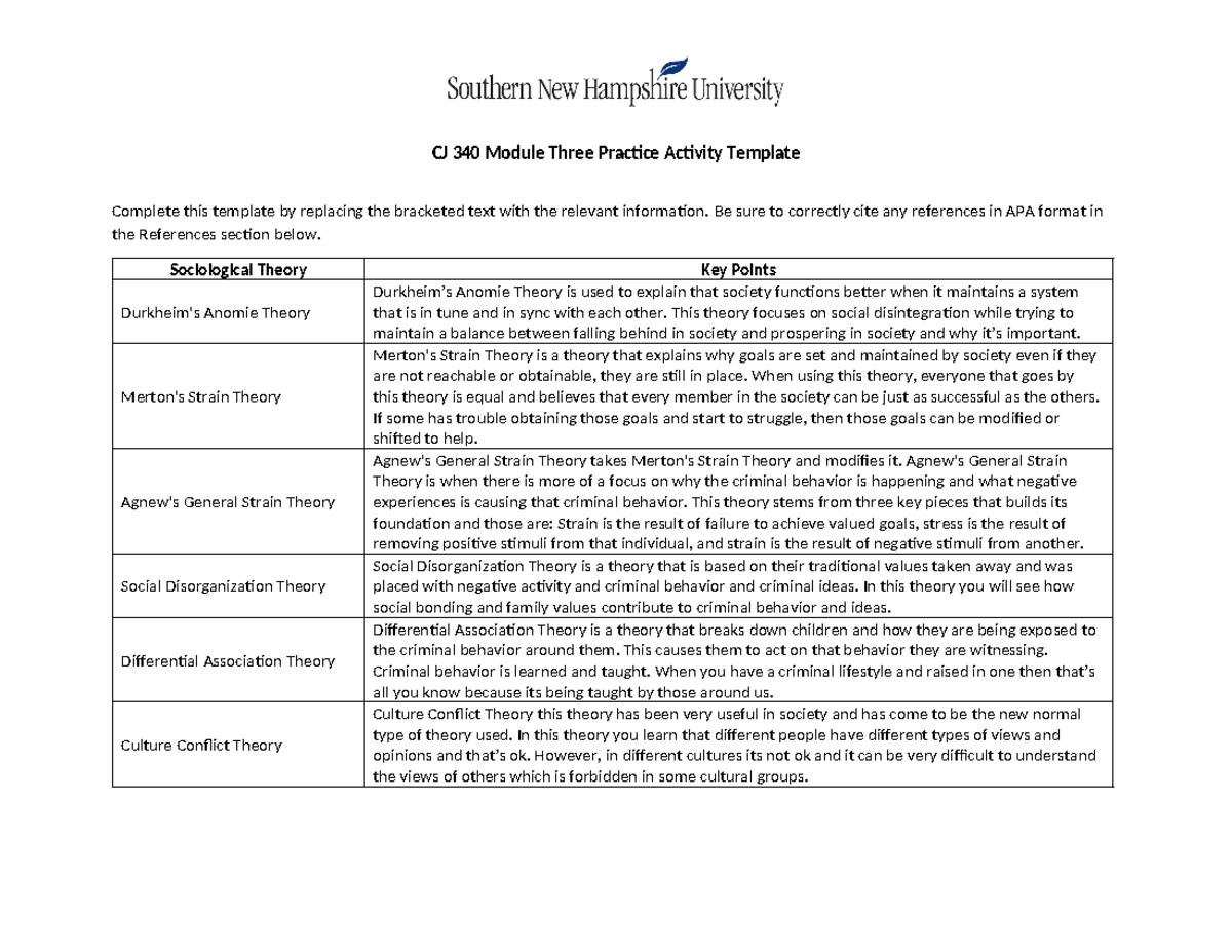 CJ 340 Module Three Practice Activity Template - CJ 340 Module Three ...