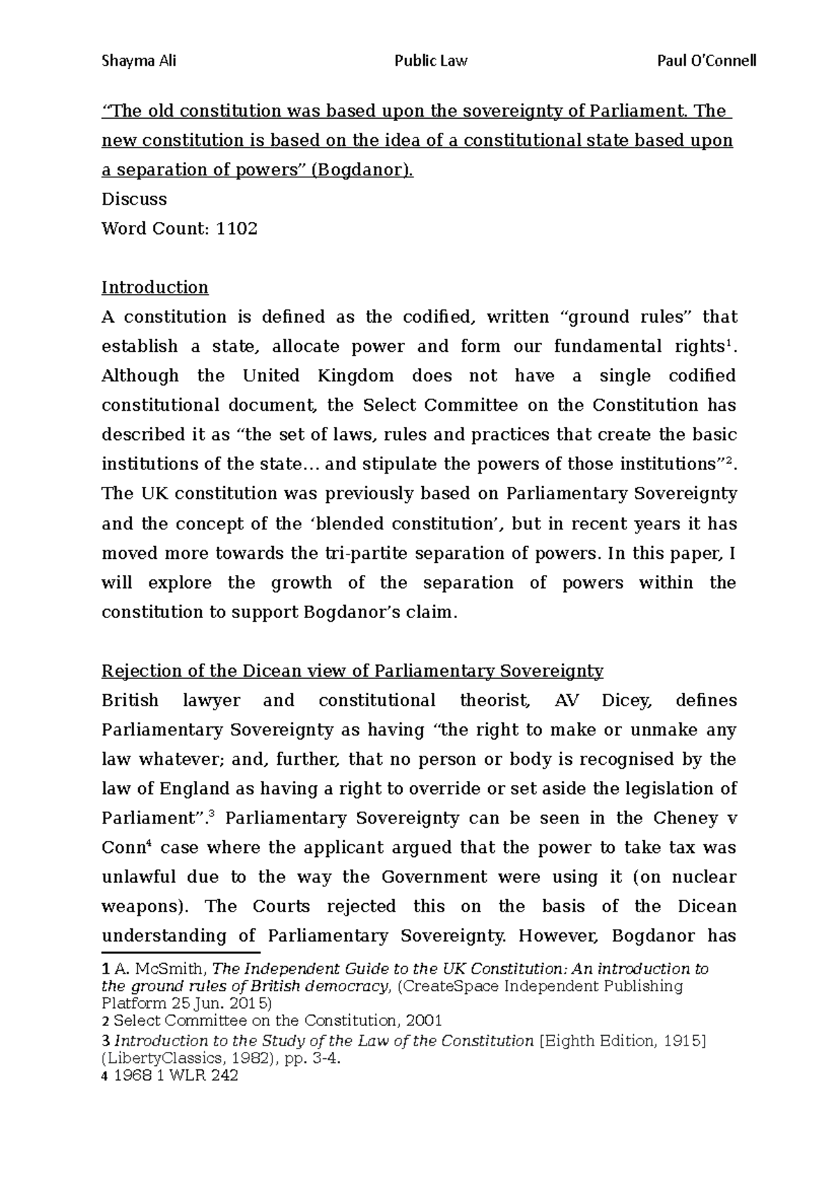 The old constitution was based upon the sovereignty of Parliament - PL ...