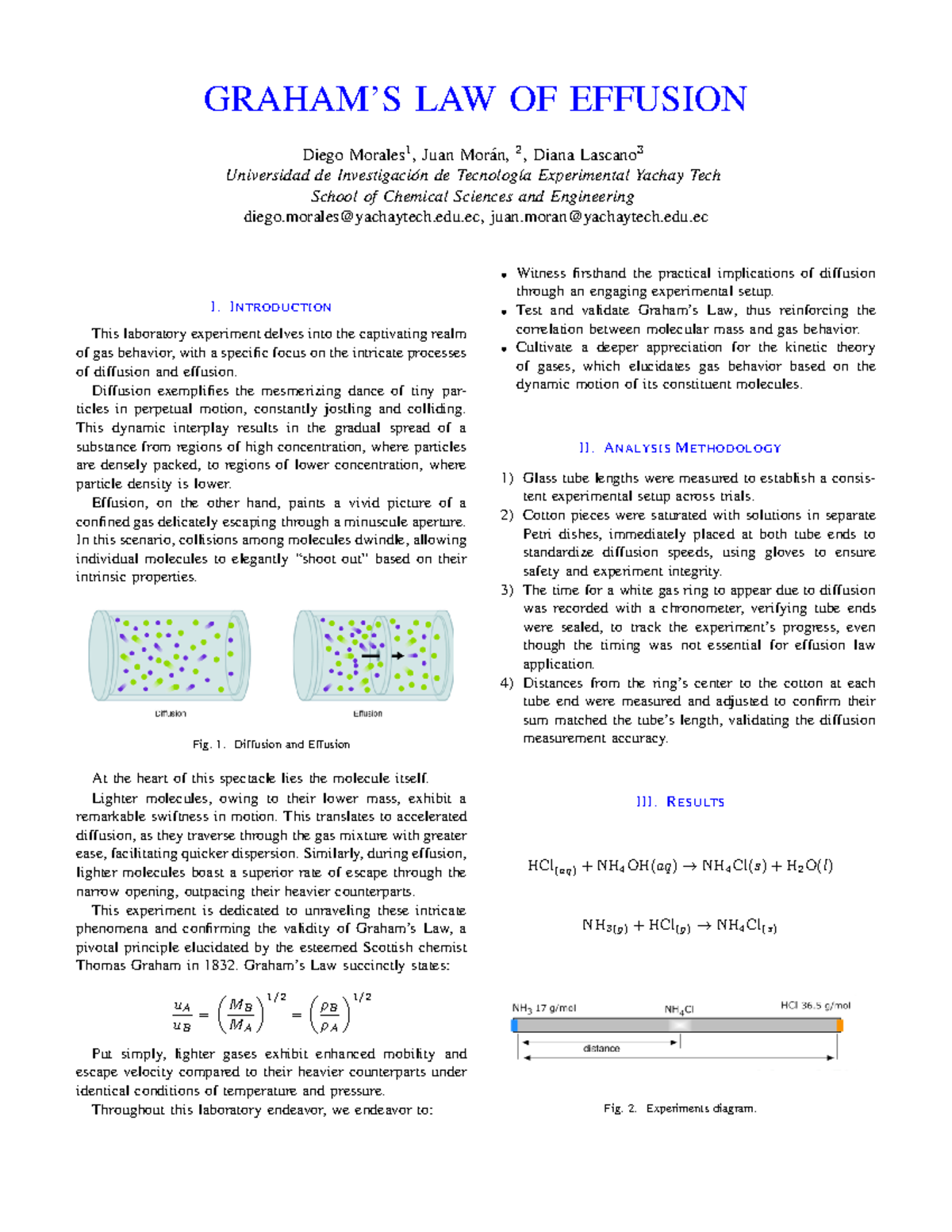 Graham S LAW OF Effusion - GRAHAM’S LAW OF EFFUSION Diego Morales 1 ...