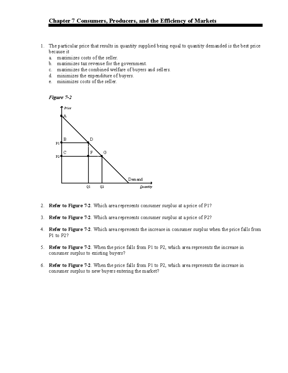Chapter 7 worksheet - Economics - Chapter 7 Consumers, Producers, and ...