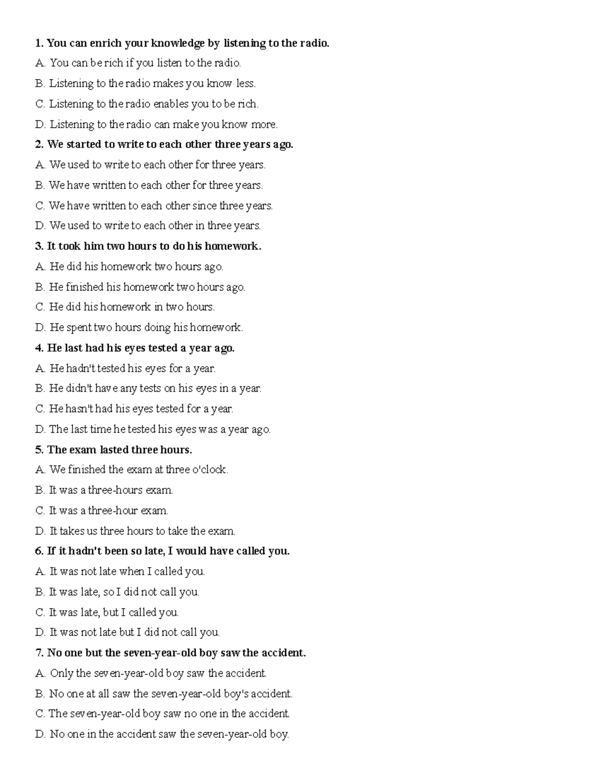 Câu đồng nghĩa - dsdsdsds - You can enrich your knowledge by listening ...