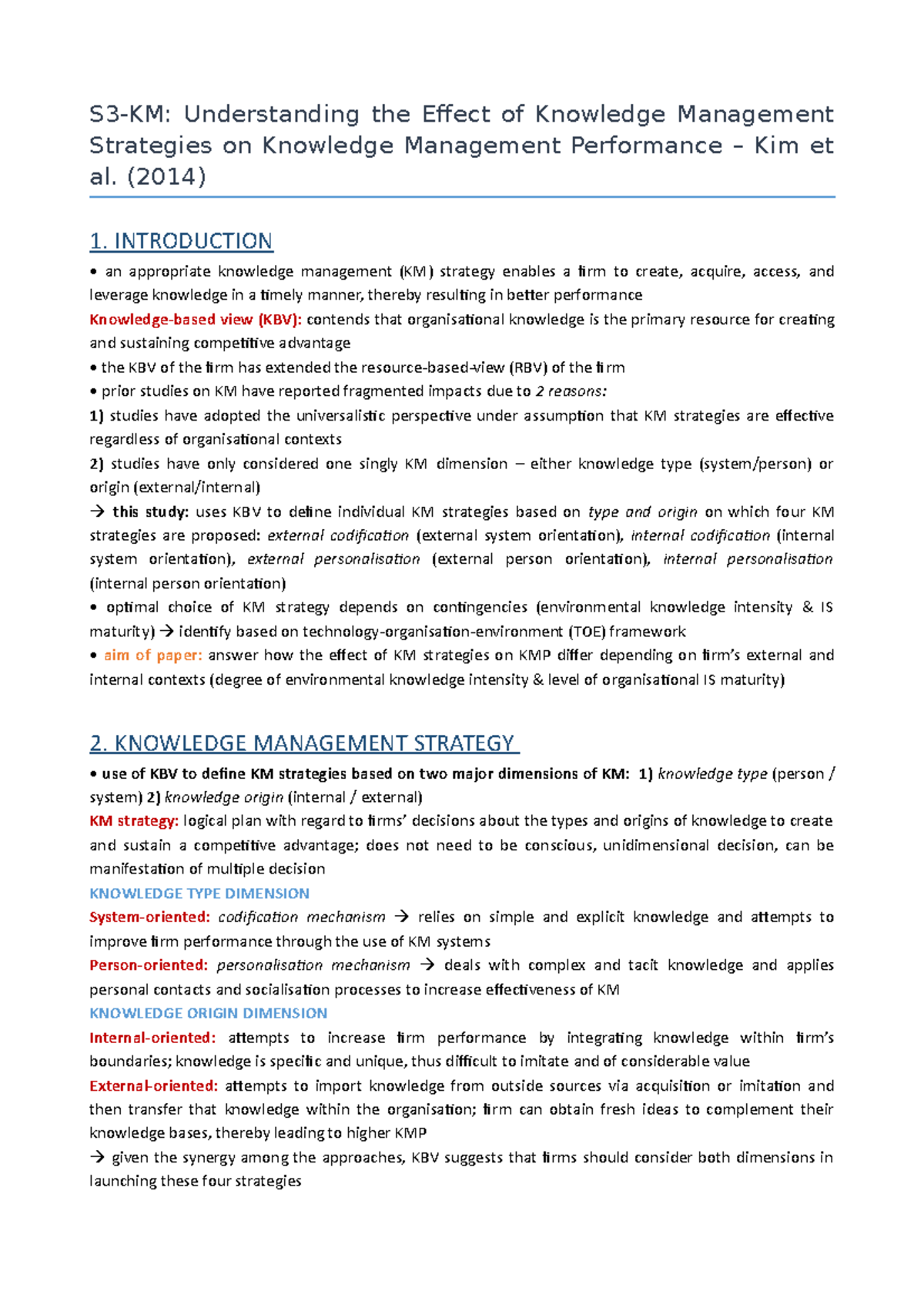 S3-KM Understanding the effect of knowledge management strategies on ...