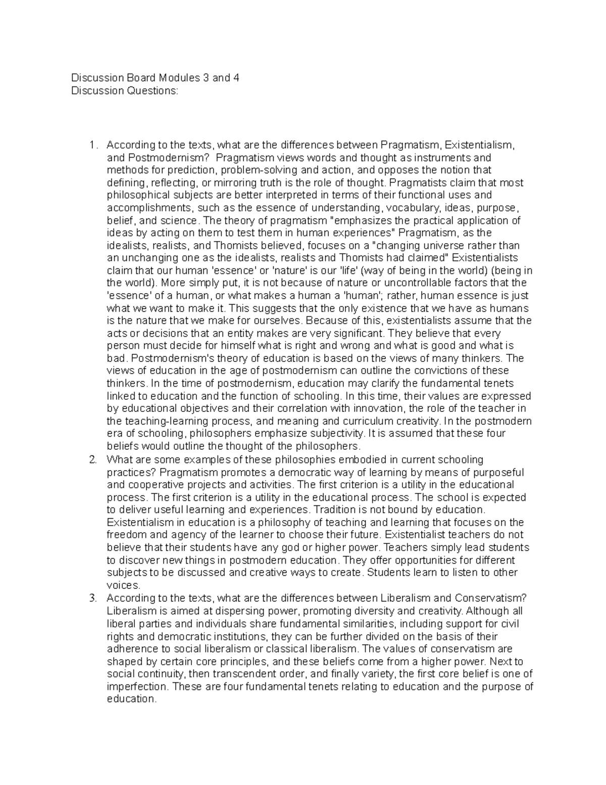 Discussion Board Modules 3 and 4 - Discussion Board Modules 3 and 4 ...